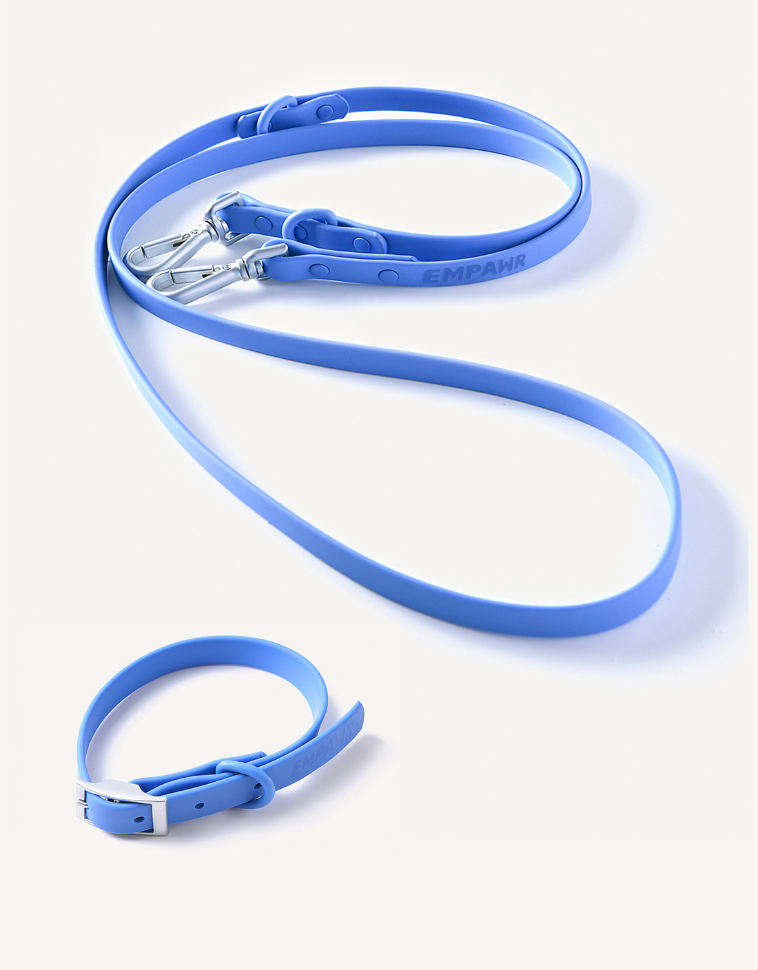 Light Blue Waterproof Dog Collar & Leash Set